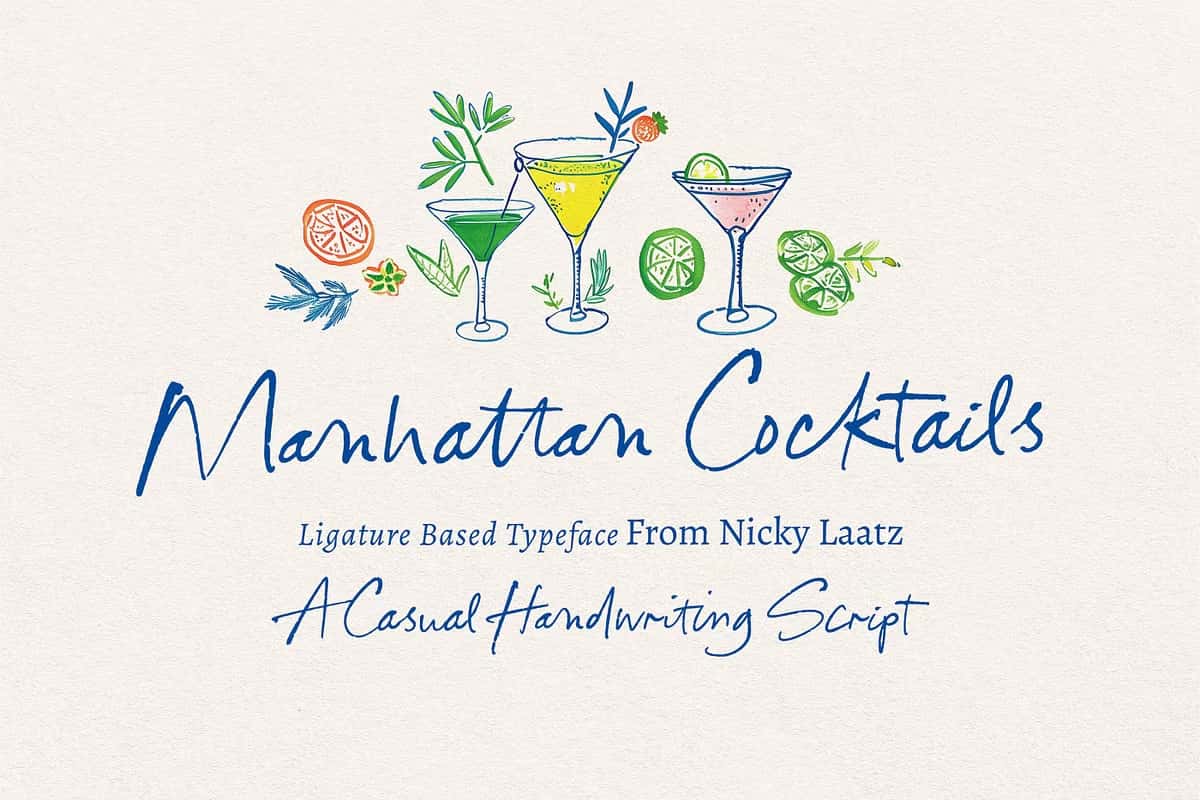 Manhattan Cocktails Handwritten Font - Graphicas - Design Resources